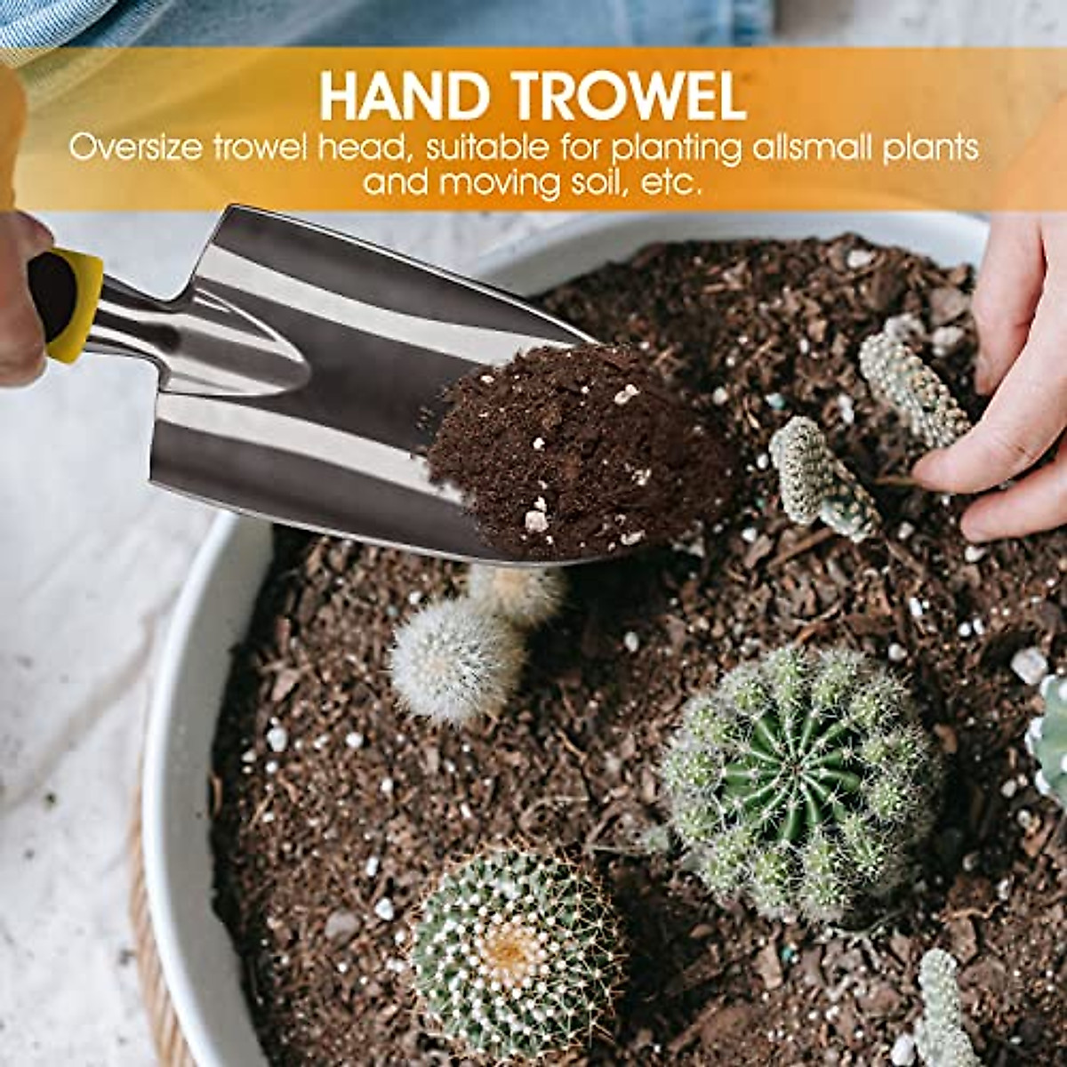 iPower 3Pcs Garden Tool Set, Heavy Duty Aluminum Gardening Kit Includes Hand Trowel, Transplant Trowel and Cultivator Hand Rake, Ergonomic Rubberized Non-Slip Handle