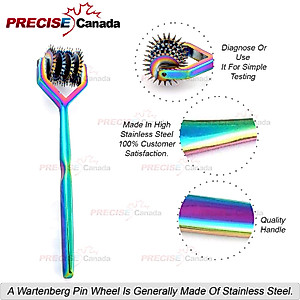 PRECISE CANADA WARTENBERG Stainless Steel Pin Wheel 4 Head - Strong Pinwheel Rainbow Color