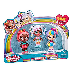 Kindi Kids Minis - Rainbow Besties - 3 Pack Collectible Posable Bobble Head Figure