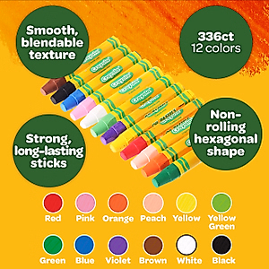 Crayola Oil Pastels Classpack (336ct), 12 Brilliant Opaque Colors, Kids Arts & Crafts, School Supplies for Classrooms, 4+