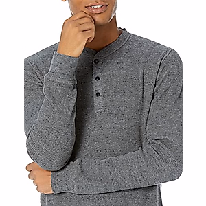 Amazon Essentials Men's Regular-Fit Long-Sleeve Waffle Henley Shirt, Charcoal, X-Large