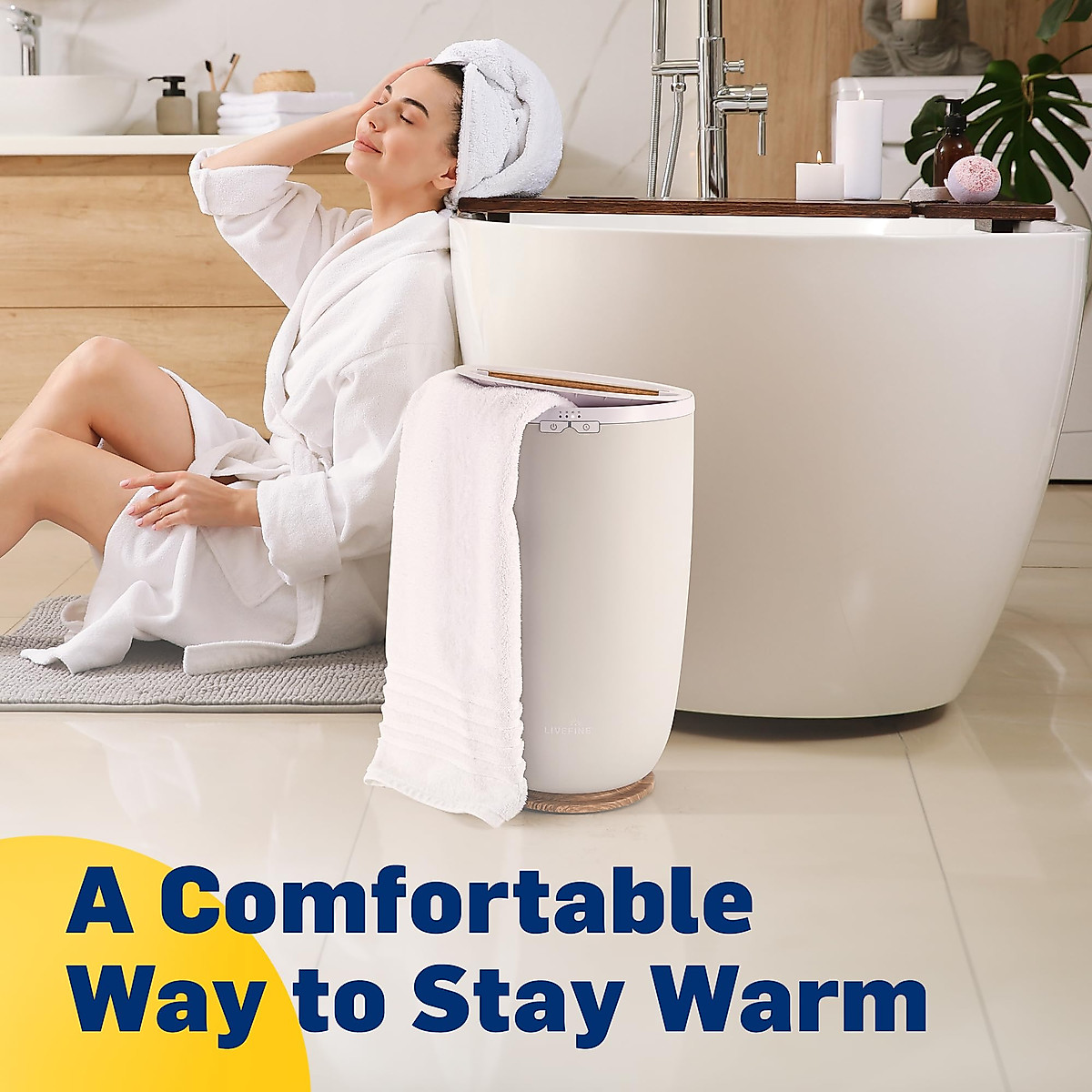Live Fine Towel Warmer | Large Bucket Style Luxury Heater, Adjustable Timer, Auto Shut-Off | Fits Up to Two 40” x 70” Oversized Towels