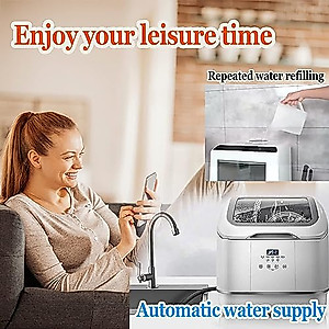 Weceleh Countertop Dishwasher, Portable 6.8L Capacity Small Dishwasher with 7 Programs, 360° Spray Mini Tabletop Dishwasher, 140-160℉ Dishwashers with Hot Air Drying Function, RV Dishwasher, White