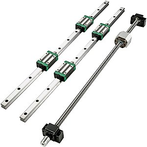 BestEquip Linear Guide Rail 2Pcs HGR20-1500mm Linear Slide Rail with 1Pcs RM1605-1500mm Ballscrew with BF12/BK12 Kit Linear Slide Rail Guide Rail Square for DIY CNC Routers Lathes Mills