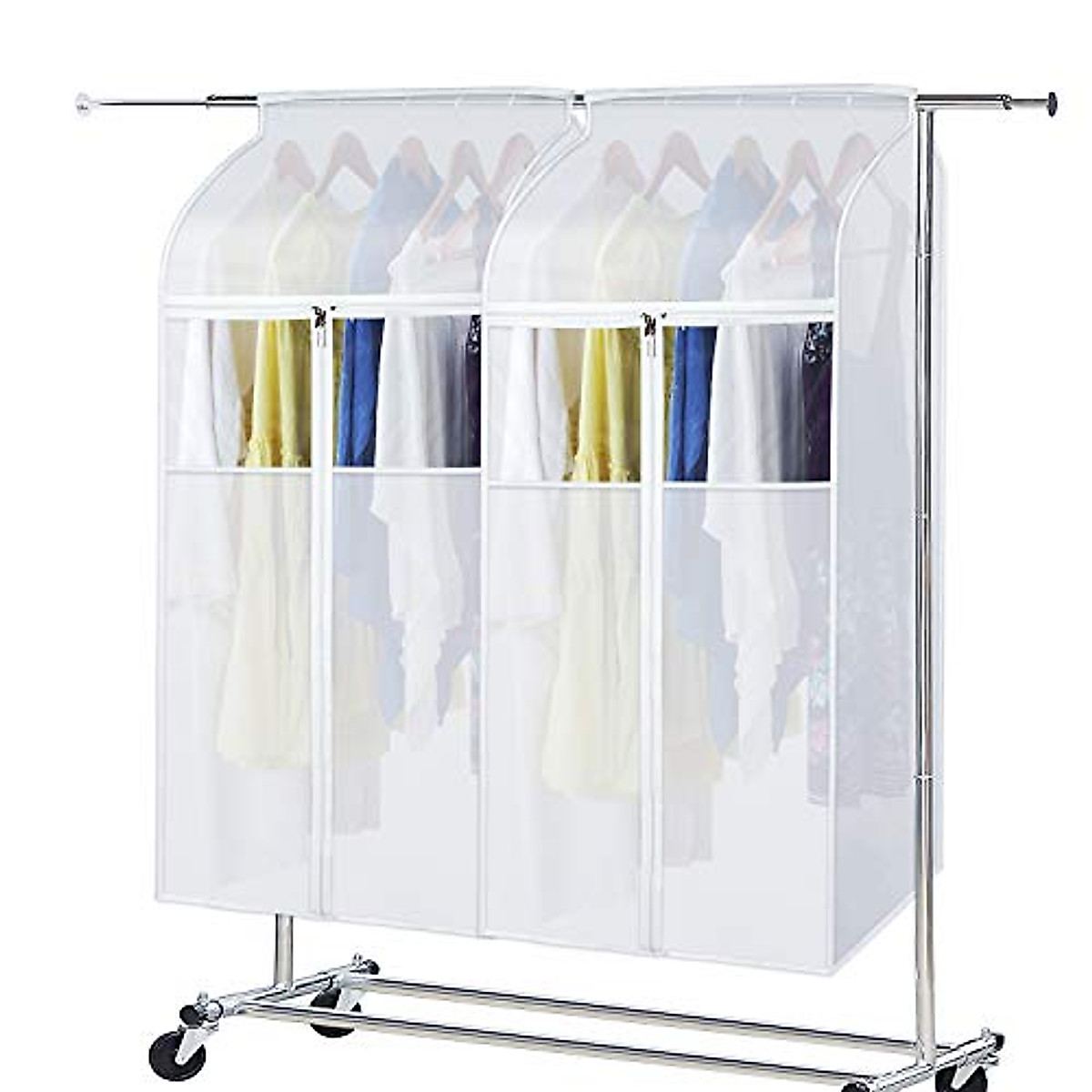 Zilink Hanging Clothes Bag Organizer 43 inch-2 Pack Large Garment Bags Suit Bag for Storage Hanging Clothes Cover for Suit Coats Dress Closet Storage