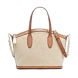 Calvin Klein Statement Series Lock Daytonna Leather Top Zip Satchel, Natural