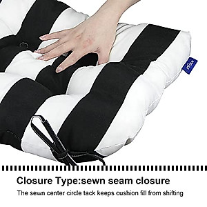 INFBLUE Pack of 2 Outdoor Indoor Tufted Seat Cushions, 19" x 19" U-Shape Cushions for Wicker Chair Seat,Patio Cushions, Furniture Dinning Chair Pad (Wicker cuhions, Black Stripe)