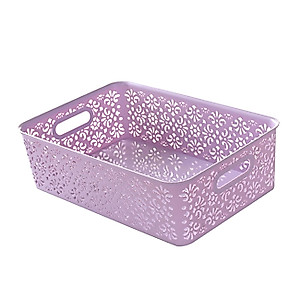 COHEALI 2pcs Box small plastic baskets plastic basket tray stackable organizer bins hollow clothes storage bins stackable basket stackable storage bins household purple drawer box