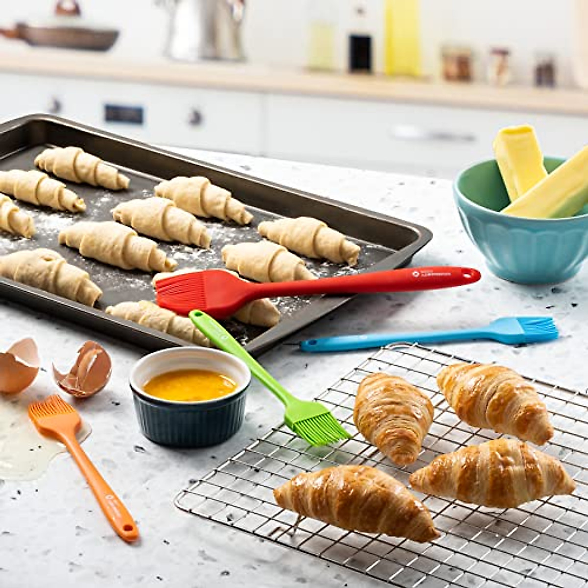 Gourmanity Cook Silicone Basting Brush Set of 4 | Silicone Pastry Brush for Grilling, Cooking and Baking | Flexible Food Brushes | BBQ Brushes for Sauces & Marinades | Pack of 4 Multicolored