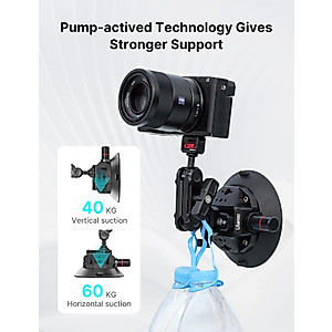 Camera Suction Cup Mount for Gopro - ULANZI SC-02 4.5in Pump-actived Vacuum Suction Mount w Quick Release NATO Magic Arm Car Boat Windshield Window Mount Compatible with Go pro Nikon Canon Sony DSLR