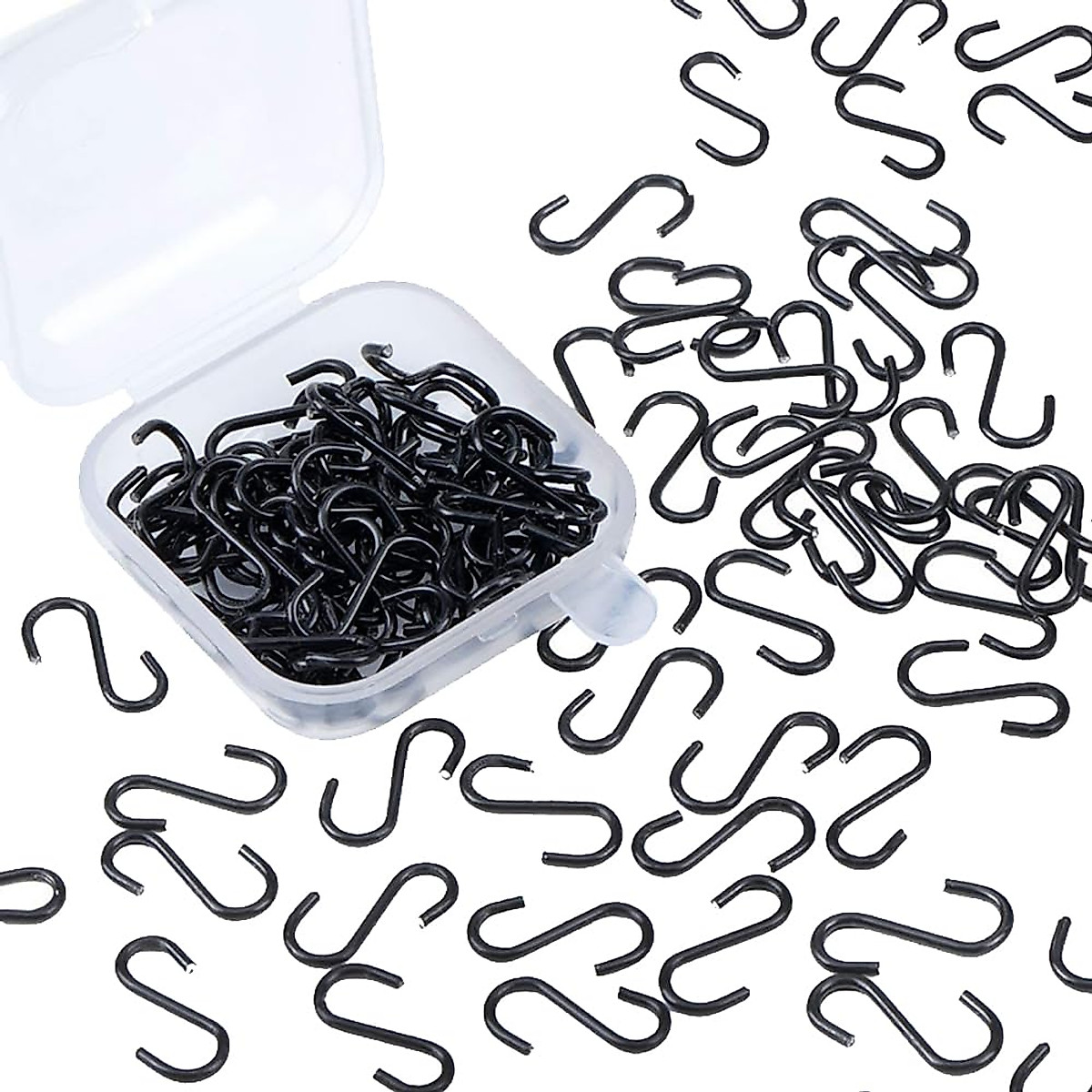 UUYYEO 100 Pcs Mini Craft Hooks S Shaped Hooks Connectors Jewelry Hanging Wire Hook Non Slip Hooks Ornament Storage Hooks Black