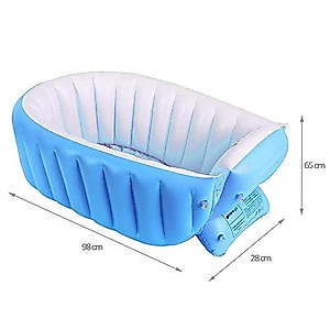 Inflatable Baby Bathtub, Kid Infant Toddler Infant Newborn Inflatable Foldable Shower Pool (Blue)