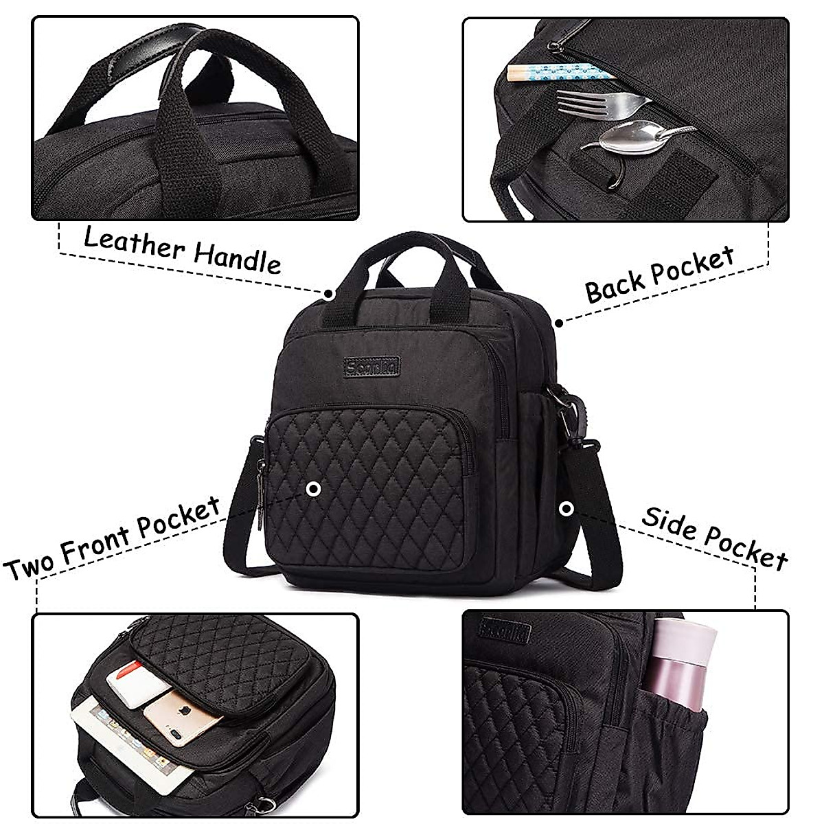 Scorlia Insulated Lunch Bag Thermal Backpack & Leakproof Lunch Tote for Women/Men Work, School, Office, Picnic