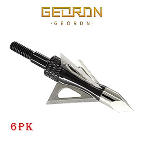 100 Grains Archery Hunting Broadheads 1-1/8" Cutting 3-Fixed-Blades Bow-Hunting Arrow Tip 6 PK (Black 6 pk)