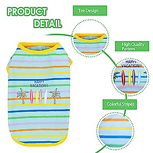 Phiyolin 2-Pack Dog Shirts Striped Stretch Dog T-Shirts for Small and Medium Dogs,Quick Dry Breathable Pet Clothes（M,Blue）