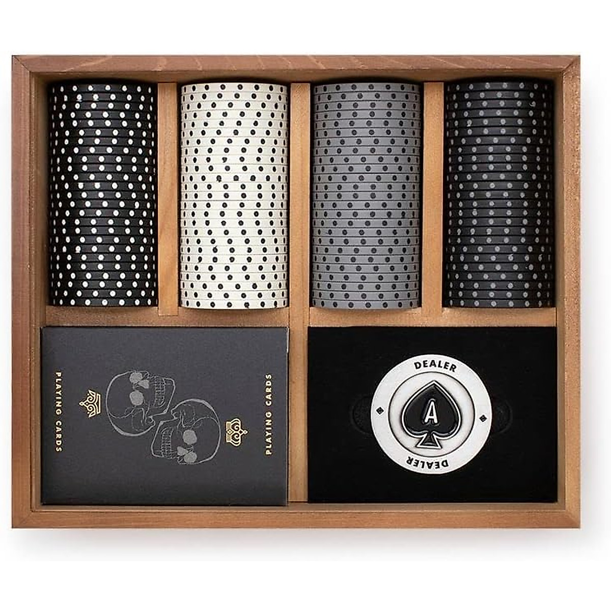 Iron & Glory | Poker Set | Luxury Poker Chips & Poker Cards Set With Wooden Case | Poker Table Accessories | Playing Cards & Casino Games For Game Night | Travel Card Games & Portable Camping Games