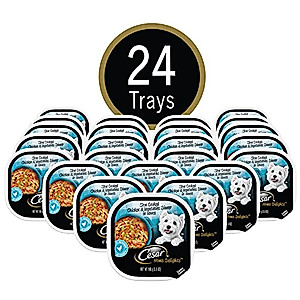 CESAR HOME DELIGHTS Wet Dog Food Slow Cooked Chicken & Vegetables Dinner in Sauce, (24) 3.5 oz. Easy Peel Trays