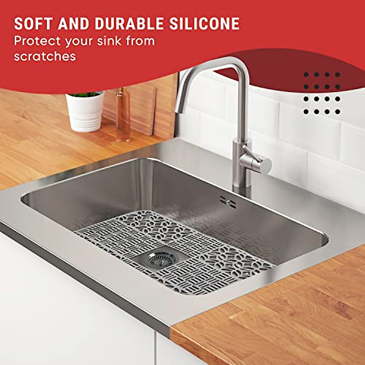 Extra Large Sink Protectors For Kitchen Sink - 25x13 Silicone Mat - Non-Slip Kitchen Mat - Kitchen Sink Accessories for Farmhouse Sink - Heat-Resistant Silicone Sink Mat