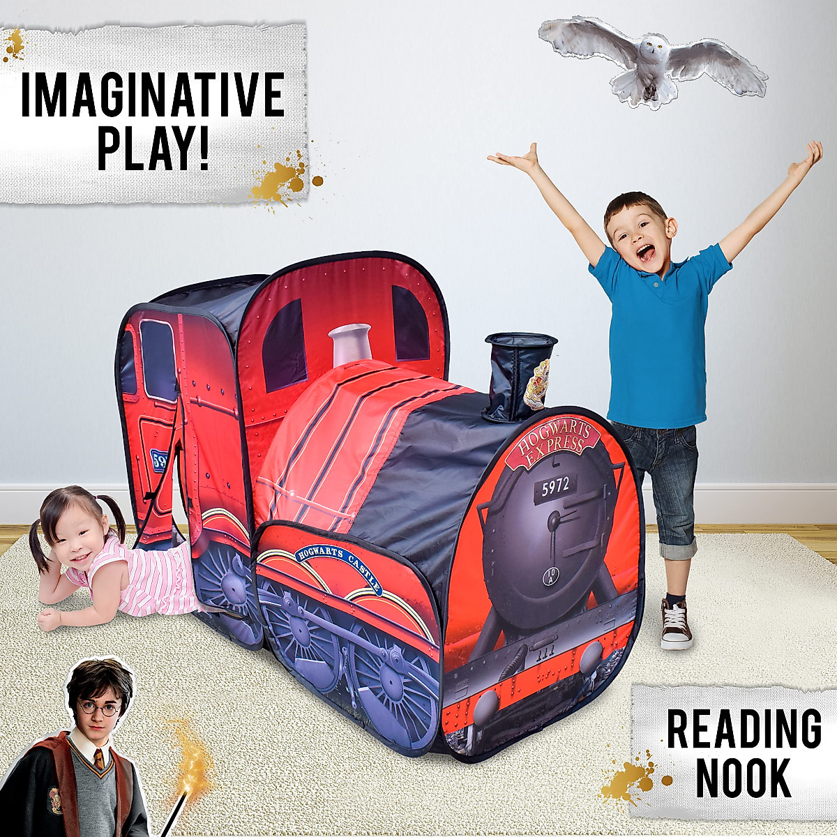 Harry Potter Hogwarts Express Pop Up Tent – Easy to Setup Playhouse for Kids | Red Train Toy with Two Entrances – Sunny Days Entertainment