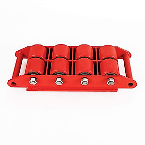 Knwigoe Machine Skate 12T Machine Dolly Skate Roller Heavy Duty Machinery Skate Dolly Cargo Mover Industrial Machinery Equipment with 360°Rotation Cap for Industrial Warehouse Factory Moving (Red)