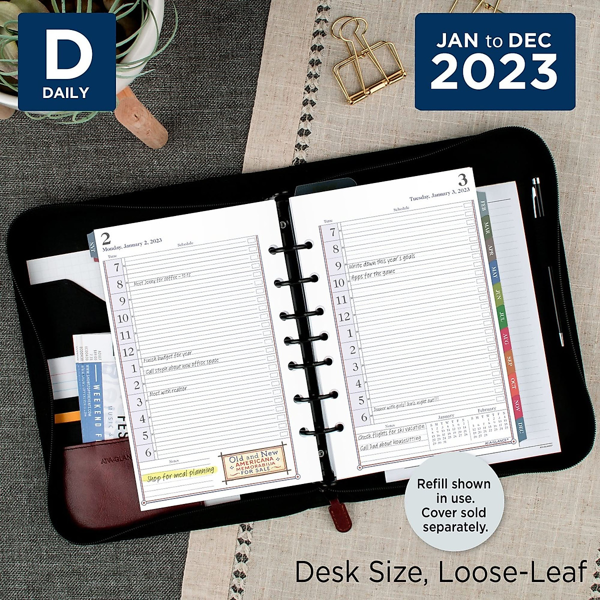 AT-A-GLANCE Charles Wysocki 2023 RY Daily Monthly Planner Refill, Loose-Leaf, Desk Size, 5 1/2" x 8 1/2"