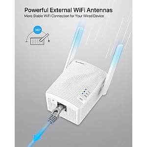 BrosTrend Dual Band 1200Mbps WiFi Bridge, Convert Your Wired Device to Wireless Network, Works with Any Ethernet-Enabled Devices, WiFi to Ethernet Adapter with Standard RJ45 LAN Port, Easy Setup