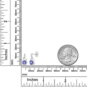 Gem Stone King 925 Silver Blue Tanzanite and White Diamond Infinity Earrings For Women (0.99 Cttw, Gemstone December Birthstone, Round 5MM)