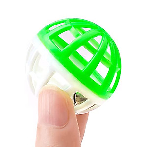 CHIWAVA 45PCS 1.6'' Cat Toy Ball with Bell Plastic Lattice Jingle Balls Kitten Chase Pounce Rattle Toy Assorted Color