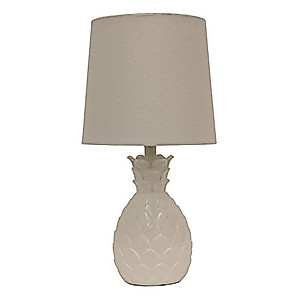 Décor Therapy TL13947 Geraldine Polyresin Pineapple Lamp, High Gloss White