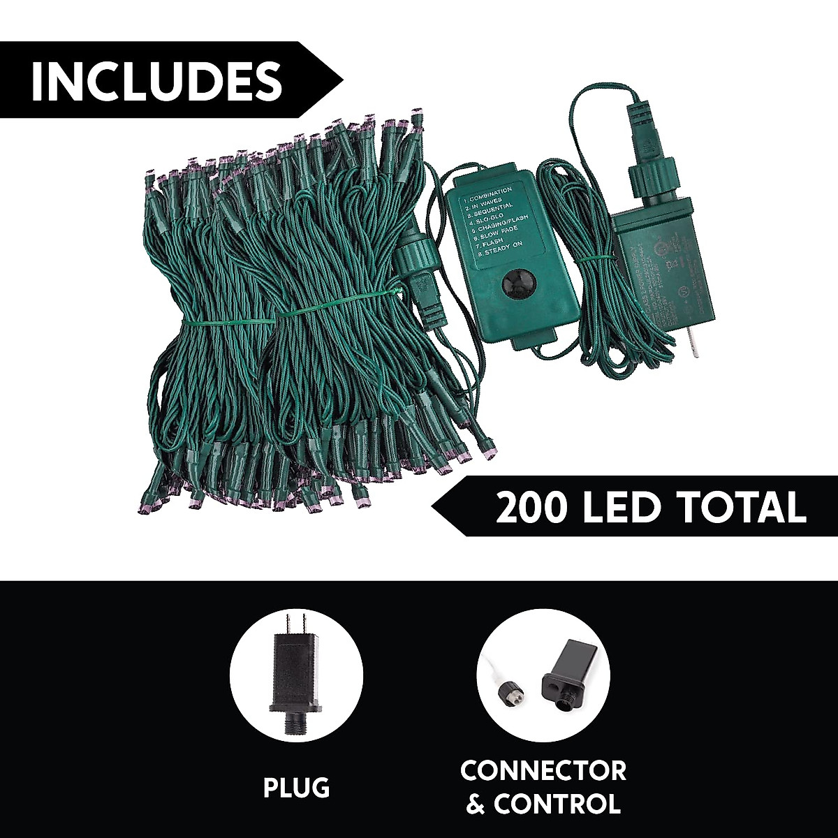 Joiedomi 200 LED Purple Halloween String Lights with 8 Modes 65.2FT Green Wire for Indoor Outdoor Holiday Décor Halloween Event Decoration, Tree, Eaves, Haunted House Theme Party