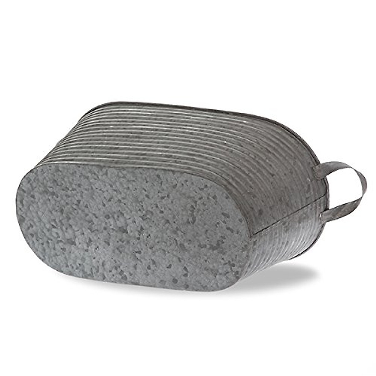 The Lucky Clover Trading Oblong Galvanized Metal with Ridges-Large Container, Silver