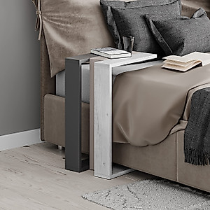 JV Home Muju Collection Modern Side Table | Nightstand Mobile C Table for Sofa Bedside Living Room Bedroom 22 inch Anthracite - Light Mocha - Ancient White