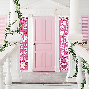 Fuyage Happy Galentine Day Porch Sign Banner for Galentine Birthday Party Yard Outdoor Home Decorations