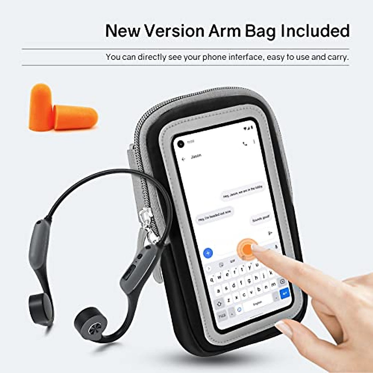 ELIBOM Bone Conduction Headphones, Waterproof Open-Ear Headphones, 9+Hours Music & Call, Wireless Bluetooth Earphones with mic, 25g Sports Headset, Arm Bag Included