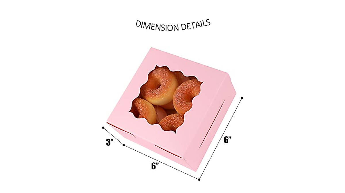 Pink Cookie Boxes with Window - 36 Pack for Elegant Gifting & Events