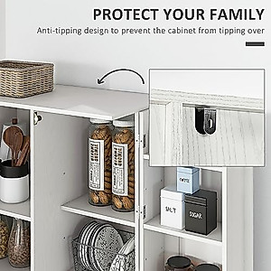 HOMCOM 63" Kitchen Pantry Storage Cabinet, 14-Tier Freestanding Kitchen Cupboard with 2 Doors, Adjustable Shelves for Living Room, Dining Room, White