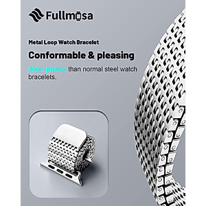 Fullmosa Compatible Apple Watch Metal Bands 45mm 44mm 42mm, Stainless Steel Mesh Loop Magnetic Clasp iWatch Band with TPU Case for Apple Watch Series 9 8 7 6 5 4 3 2 1 SE SE2 for Men Women (Silver)