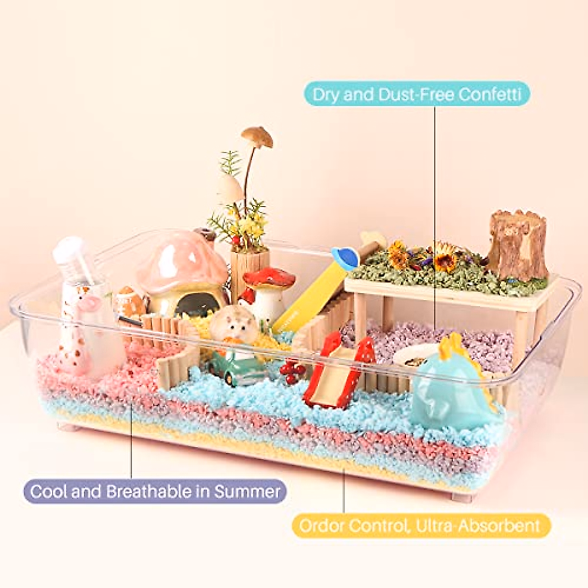 BUCATSTATE Hamster Paper Bedding, 2LBS/900g Dust-Free and Odor Control Paper Litter for Syrian Dwarf Hamsters Gerbils Mice Lemming Degus Reptile Birds (Pink)