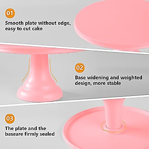 Round Cake Stand 9.84 Inch with Spatula, Salmon Colored Cupcake Stand Bamboo Fiber, Dessert Display Plates for Snacks, Cookies, Candy Dish for Birthday Parties, Weddings, Baby Shower