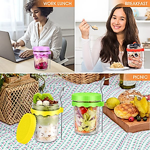 Oyrlize Overnight Oats Containers with Lids and Spoon,Companies,Work and Travel