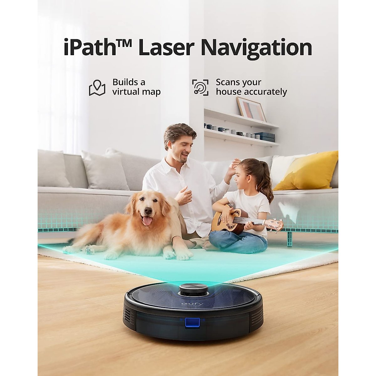 eufy RoboVac L35 Hybrid Robot Vacuum and Mop with 3,200Pa Ultra Strong Suction, iPath Laser Navigation,Multi Floor Mapping,Advanced App Control,Controllable Water Tank,Compatible with Alexa(Renewed)