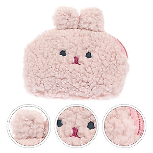 Rabbit Coin Purse Small Plush Purse Zipper Money Wallet Stuffed Handbag for Girls Women Birthday Easter Christmas Party Pink
