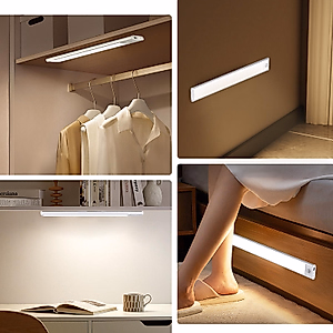 Firelex 2 Pack Under Cabinet Lights - 15.7 Inches Wireless Under Cabinet Lighting Motion Sensor Closet Lights Under Counter Lights for Kitchen 3 Colors Dimmable Magnetic Cabinet Lights for Bedroom