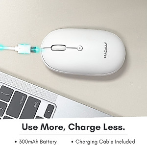 Macally Wireless Bluetooth Mouse - Strong Connection - Quiet, Comfortable, Rechargeable Mouse for MacBook Air/Pro, Mac, iMac, Apple iPad - Wireless Mouse for Laptop, Windows PC Desktop