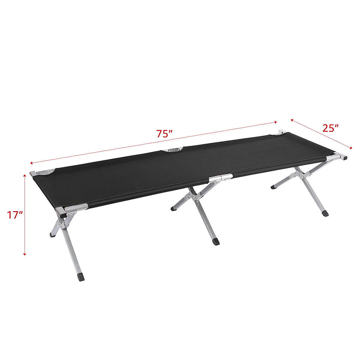 75" Portable Folding Camping Bed & Cot - 260 lbs. Capacity By Trademark Innovations (Black)