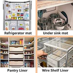 PABUSIOR Shelf Liners White Drawer Liner 14 inch Wide - Non-Adhesive, Waterproof, Kitchen Cabinets Liners for Pantry,Cupboard, (14 x 96 Inch)