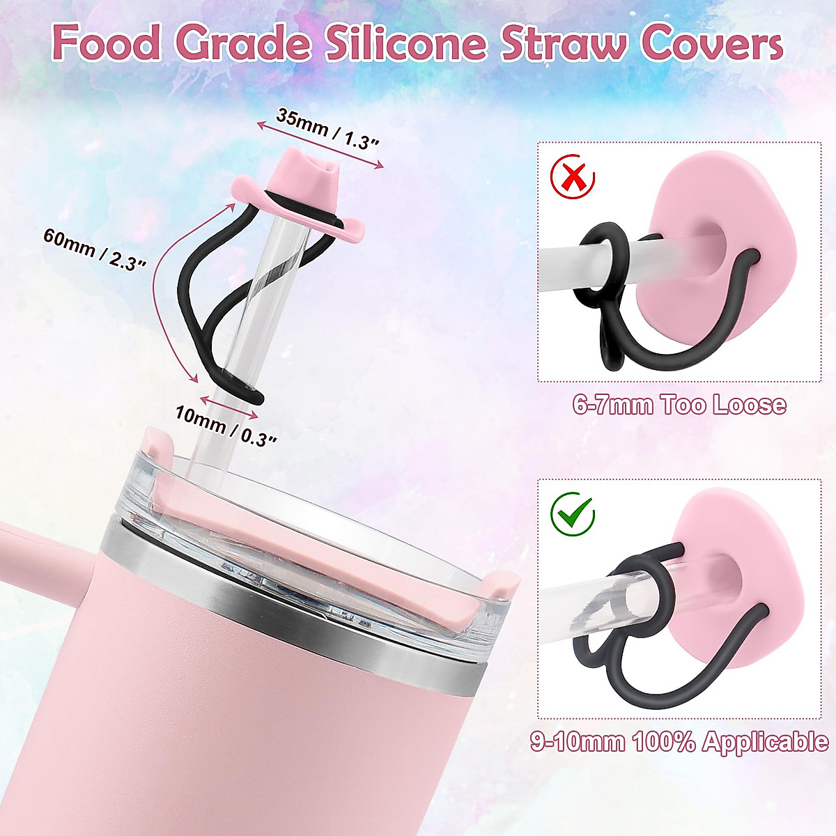 4 Pack Stanley Straw Cover for Stanley Cup 30 40 oz — Hamino Silicone Straw Toppers for Stanley Tumbler, Cowboy Hat Straw Covers Cap for Tumblers 10mm 0.4in Straw for Halloween Women Party Decor