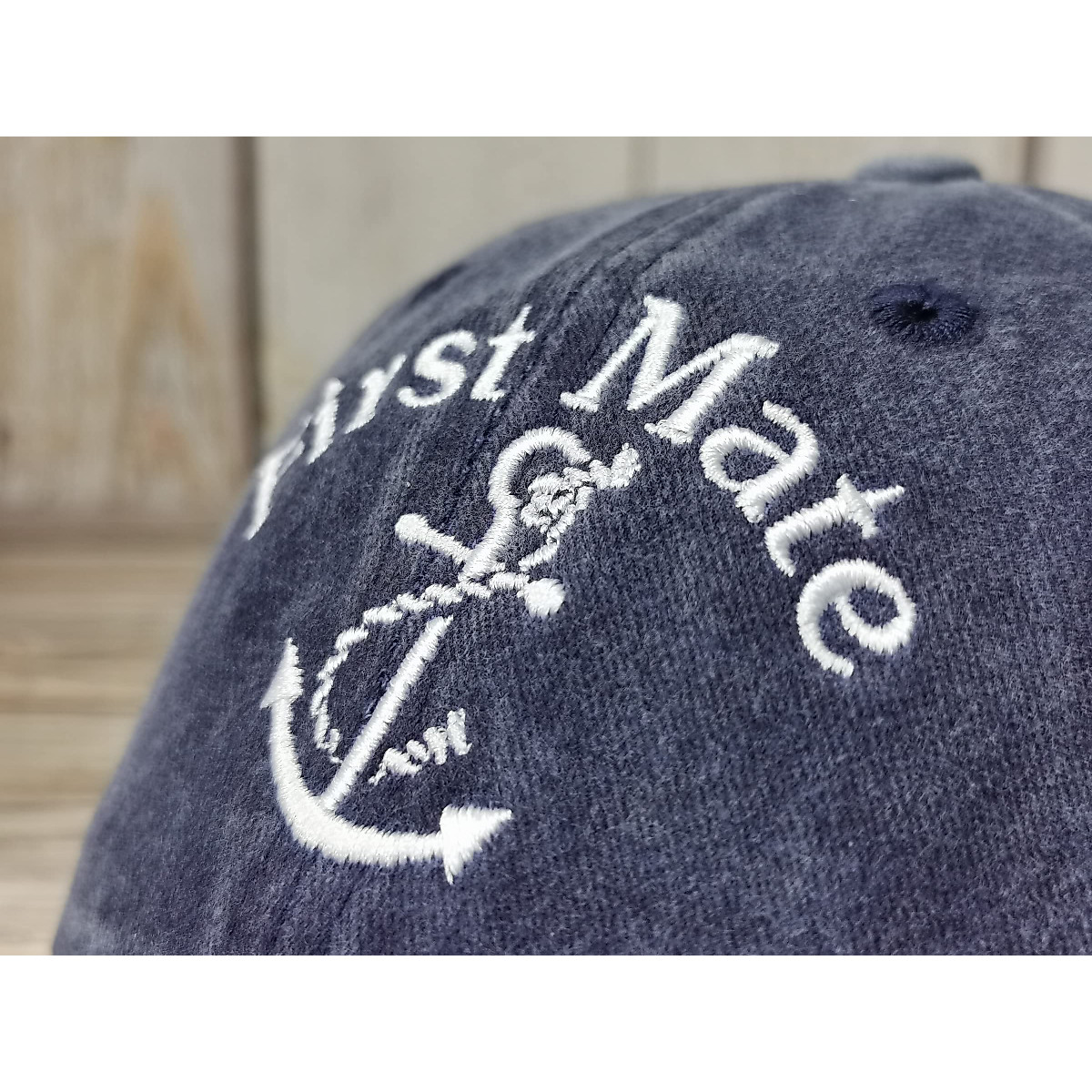 Enodtter First Mate Hat for Men Women, Boating Navy Gift, Embroidered Washed Blue Denim Dad Hat, Adjustable Embroidery Trucker Hats