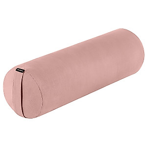 Retrospec Sequoia Yoga Bolster Pillow - Meditation Cushion for Yoga Practices - Includes Machine Washable 100% Cotton Cover & Durable Carry Handle; Round, Blush
