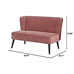 GIA Furniture Home Series Mid-Century Modern Armless Fabric Loveseat with Sleek Back, Love Seat, Pink